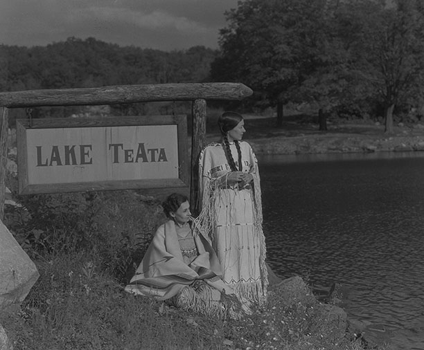 Te Ata and her sister, Selena, at Lake Te Ata | Nash Library